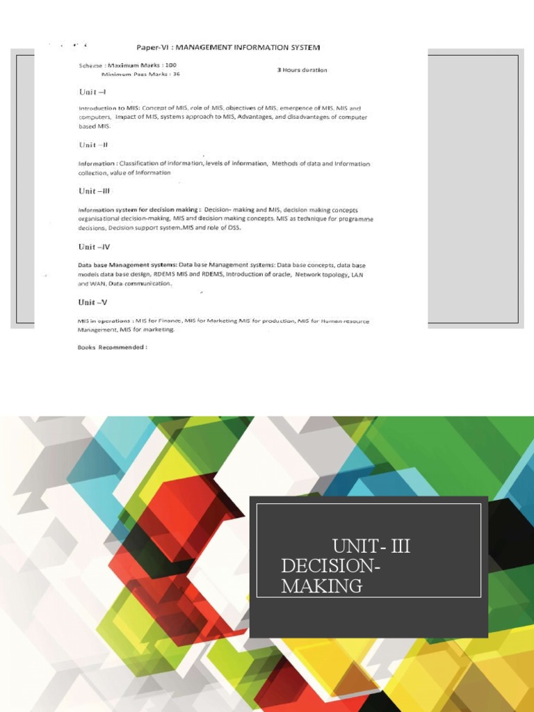UNIT-3 Decision-Making | PDF | Decision Making | Rationality