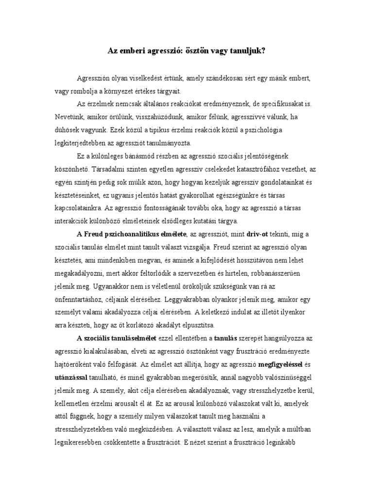 Az Emberi Agresszió | PDF