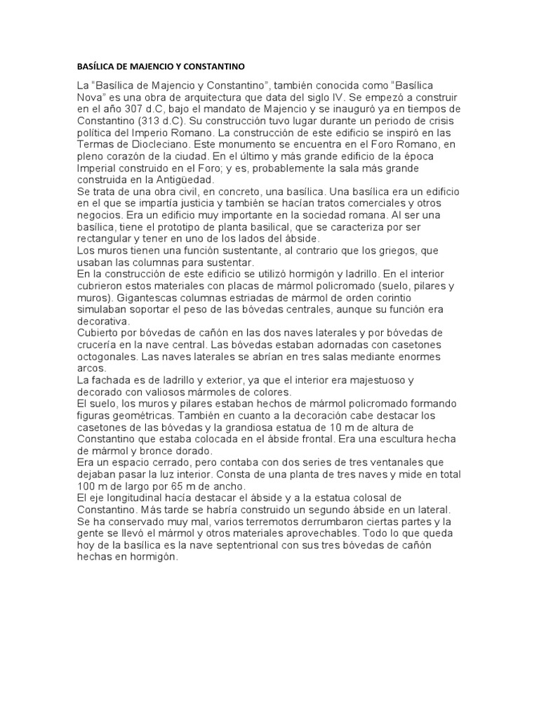 Basílica de Majencio y Constantino | PDF