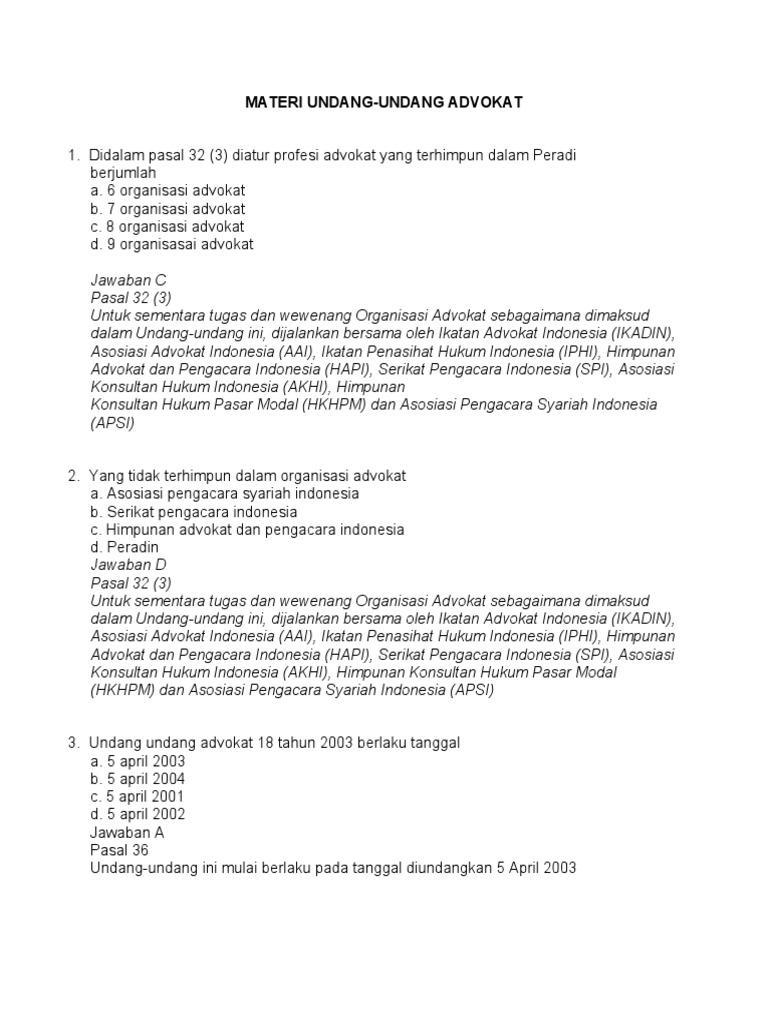 Materi Undang-Undang Advokat | PDF