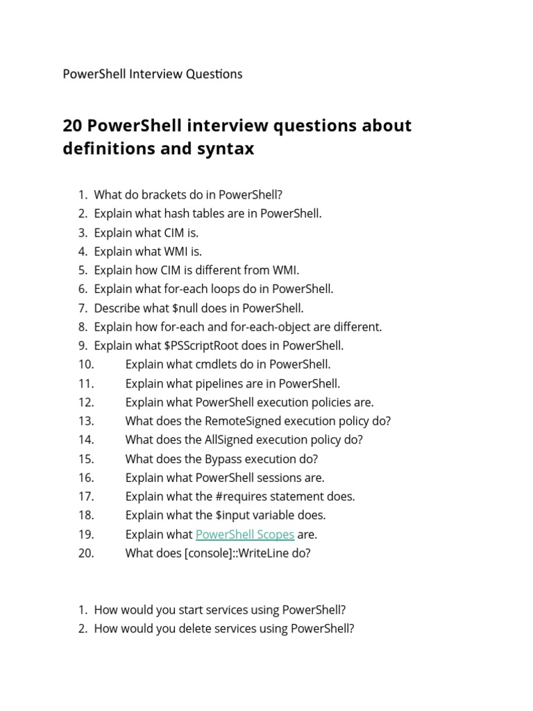 Powershell Interview Questions | PDF