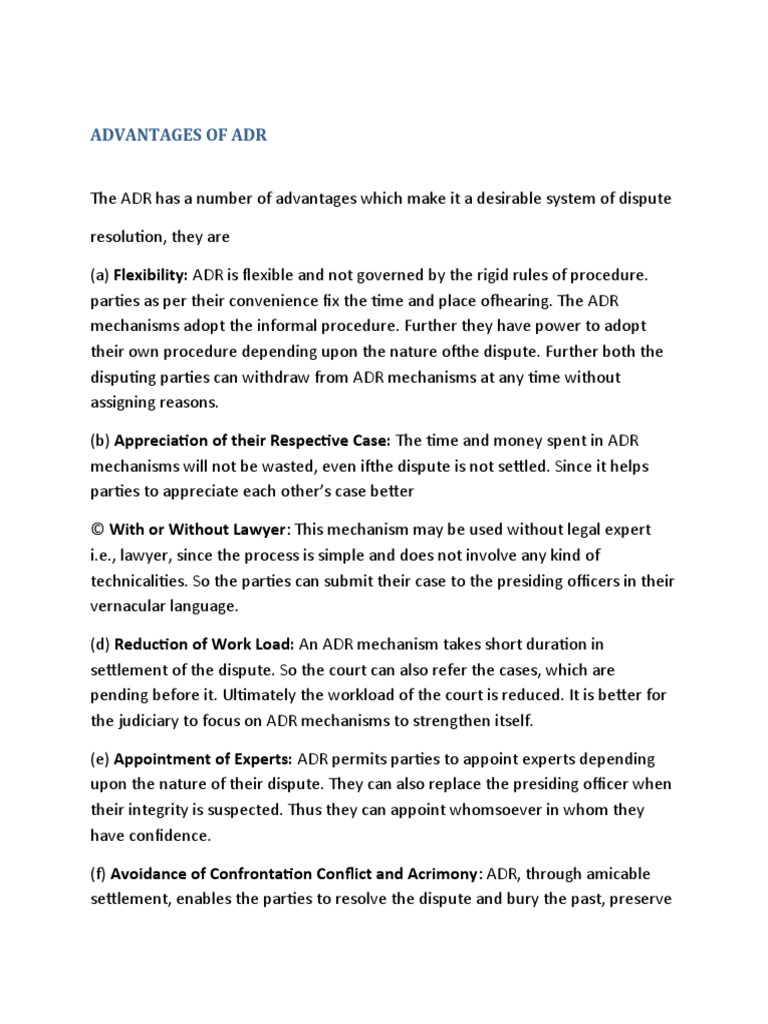 Advantages of Adr | PDF | Alternative Dispute Resolution | Justice