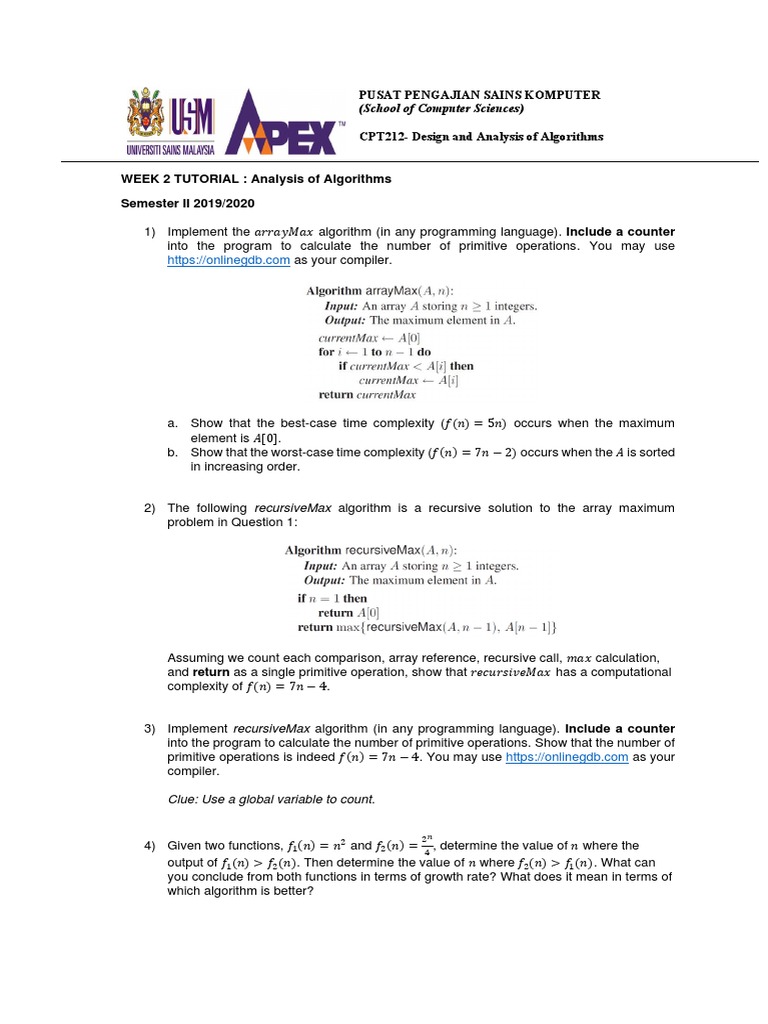 Tutorial - Analysis of Algorithms 1 | PDF