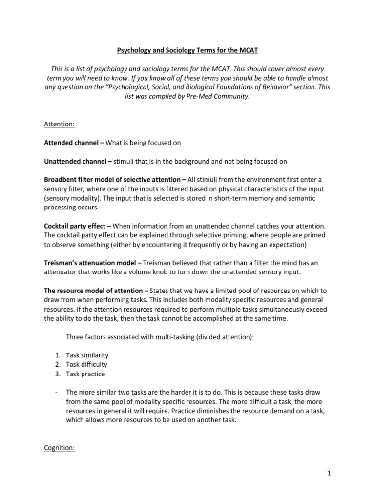 Psychology and Sociology Terms For The MCAT | PDF | Id | Classical ...