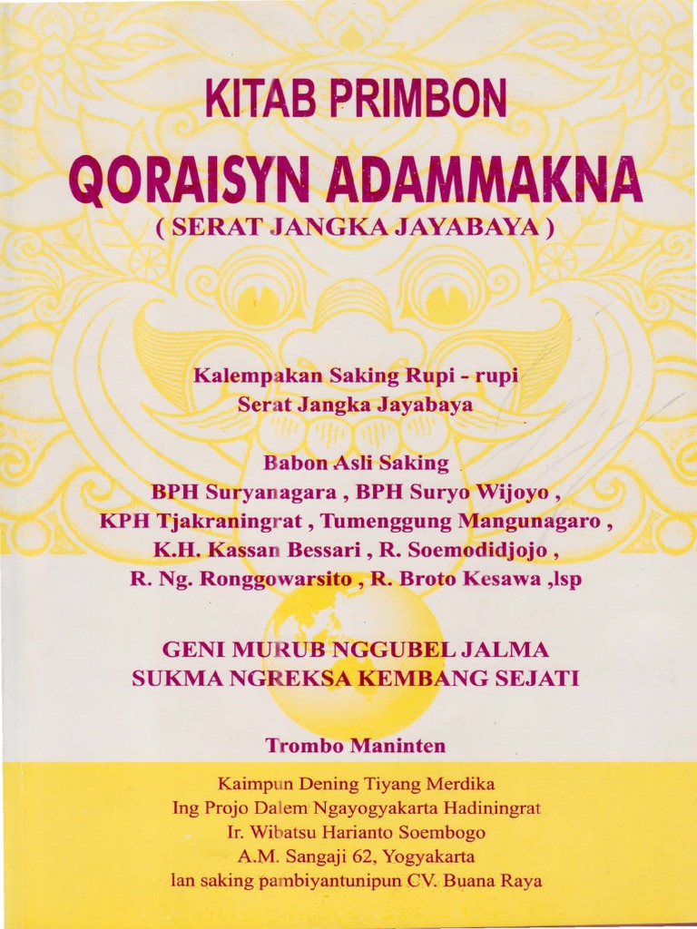 Kitab Primbon Qoraisyn Adammakna (Serat Jangka Jayabaya) | PDF