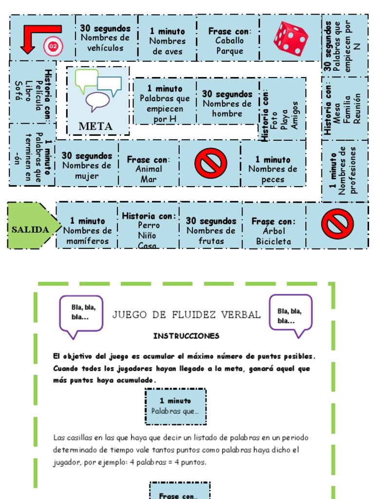 Juego de Fluidez Verbal: Desafíos y Puntuación | PDF