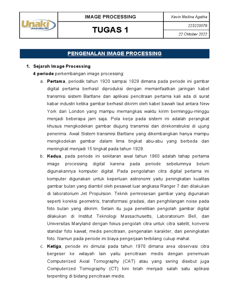 Image Processing Tugas 1 - 223220079 - Kevin Meilina | PDF