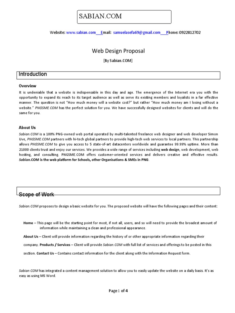Freelance Web Design Proposal | PDF | World Wide Web | Internet & Web