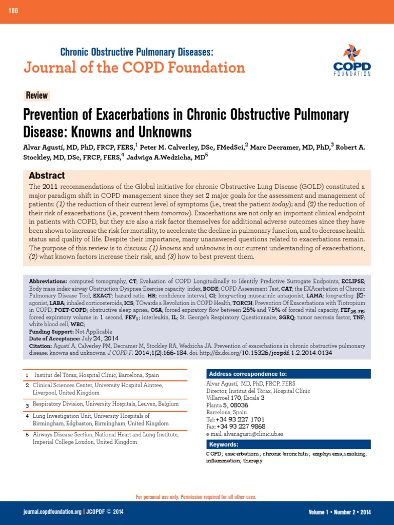 Copd Exacerbation Prevention Agusti 2014 Copd Journal Very Import | PDF ...