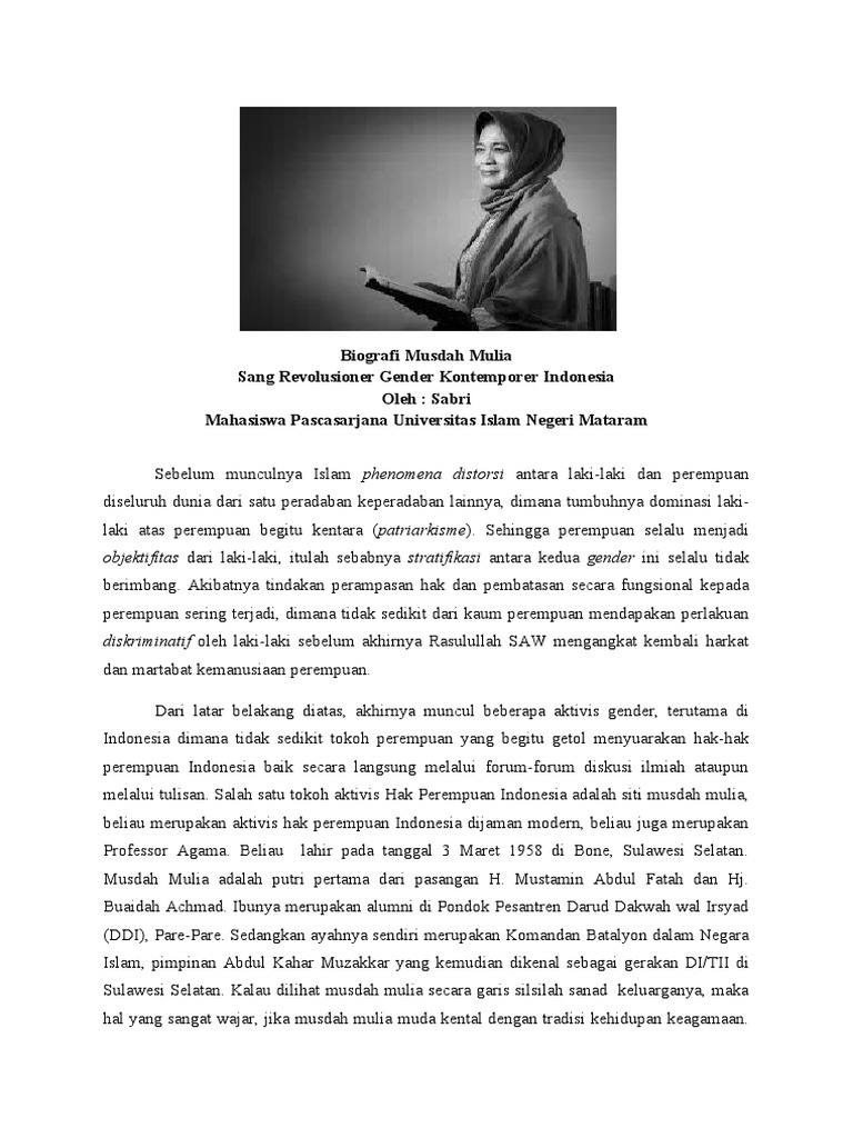 Biografi Siti Musdah Mulia: Aktivis Gender | PDF