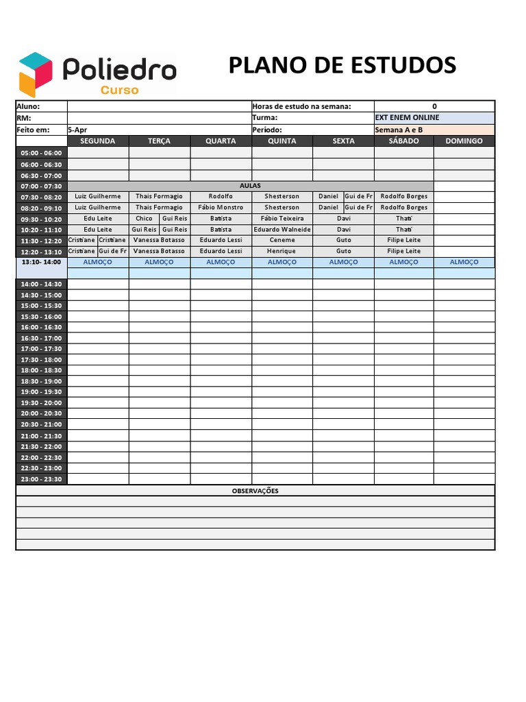 Plano de Estudos | PDF | Ciências Físicas | Ciências naturais