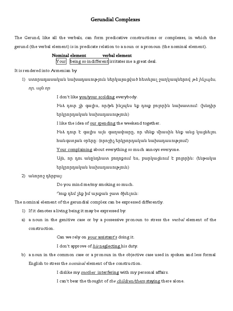 Lecture 2 Gerundial Constructions | PDF | Linguistics | Syntax