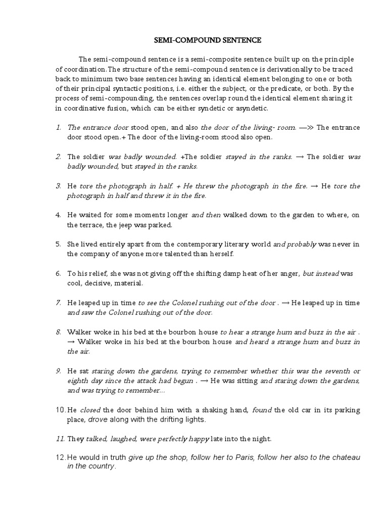 Semi Compound - Semi Complex | PDF | Sentence (Linguistics) | Subject ...