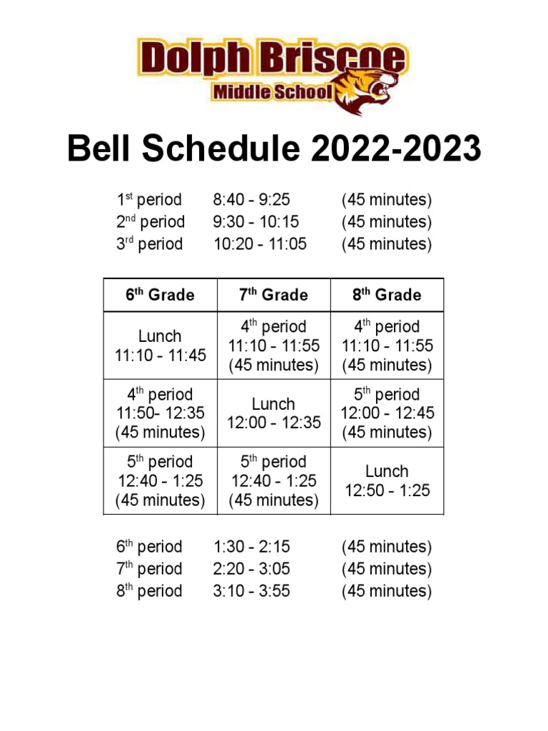 22 23 Bell Schedule - 0 | PDF