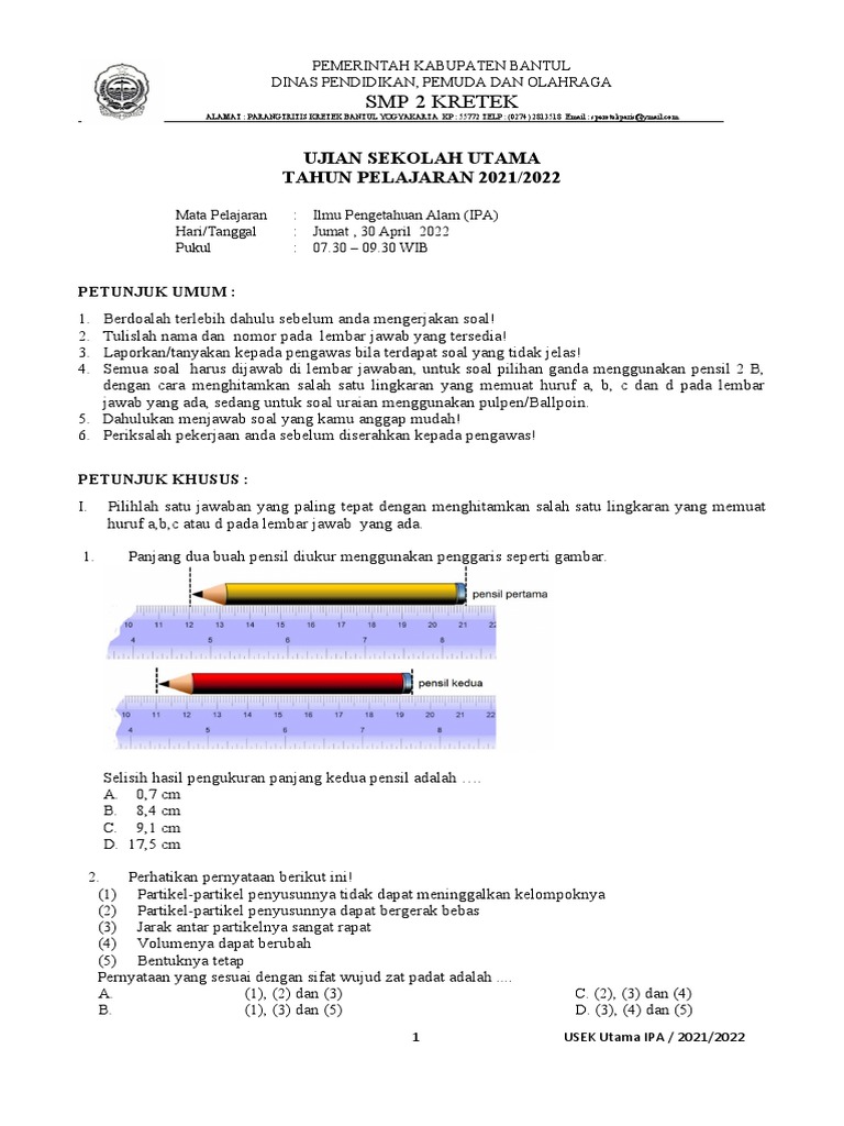 Soal Usek Ipa 2022 | PDF