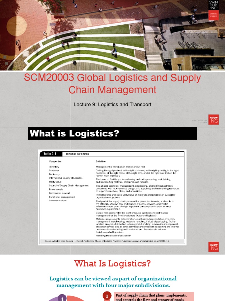 Lecture 9 Logistics and Transport | PDF | Logistics | Cargo