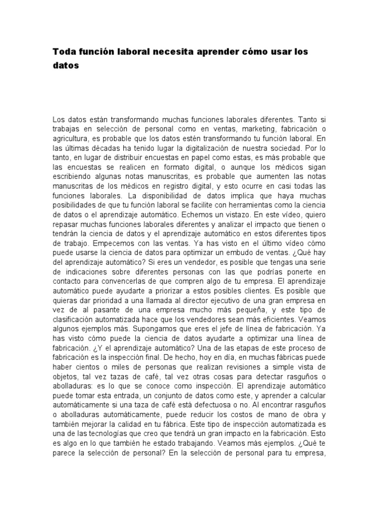 Toda Función Laboral Necesita Aprender Cómo Usar Los Datos | PDF ...