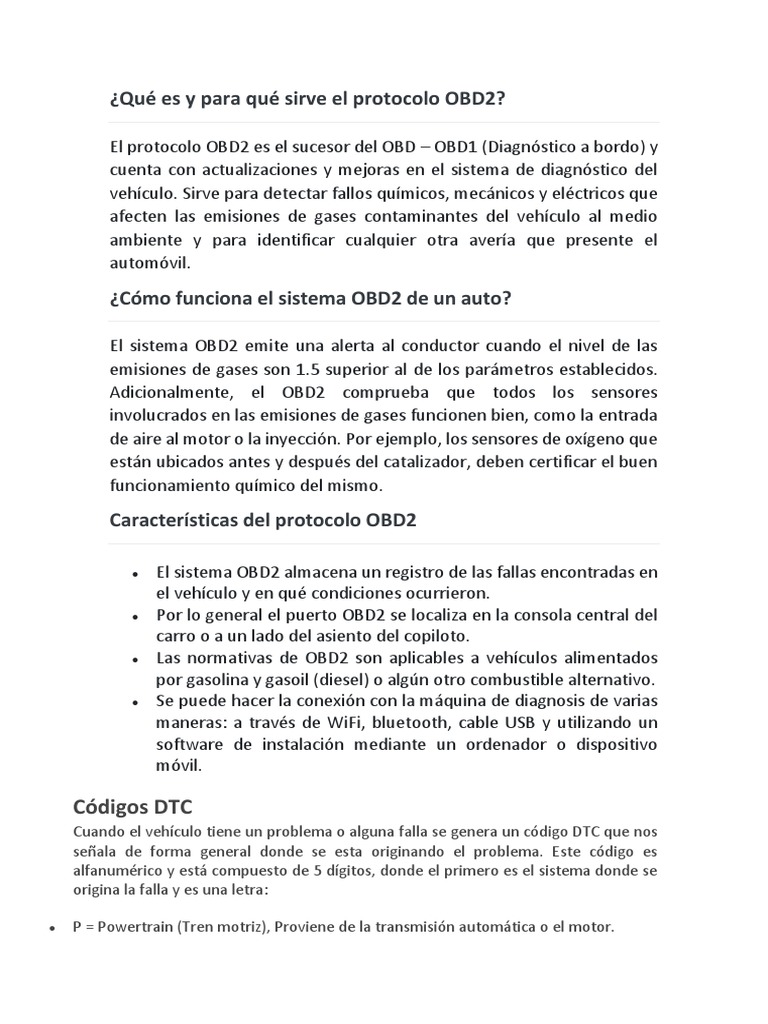 Qué es el protocolo OBD2 | PDF | Tecnologías automotrices | Vehículos terrestres
