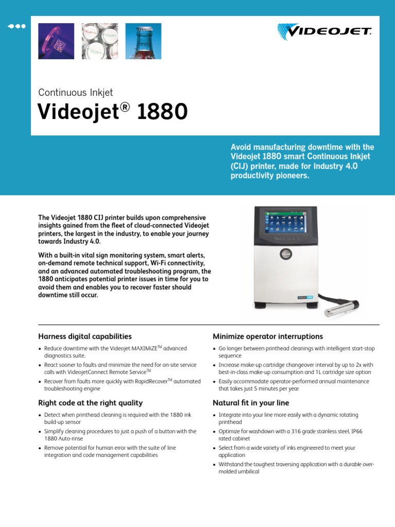 Videojet 1880: Continuous Inkjet | PDF | Printer (Computing) | Computing