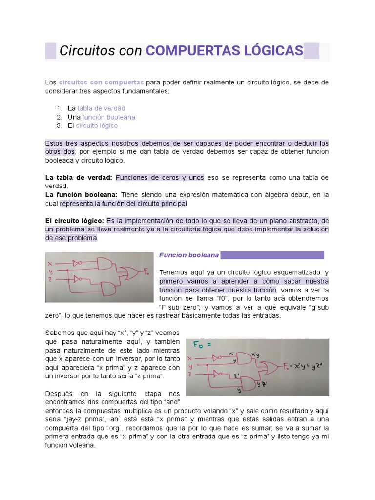 Circuitos Con COMPUERTAS LÓGICAS | PDF | Función (Matemáticas) | Lógica