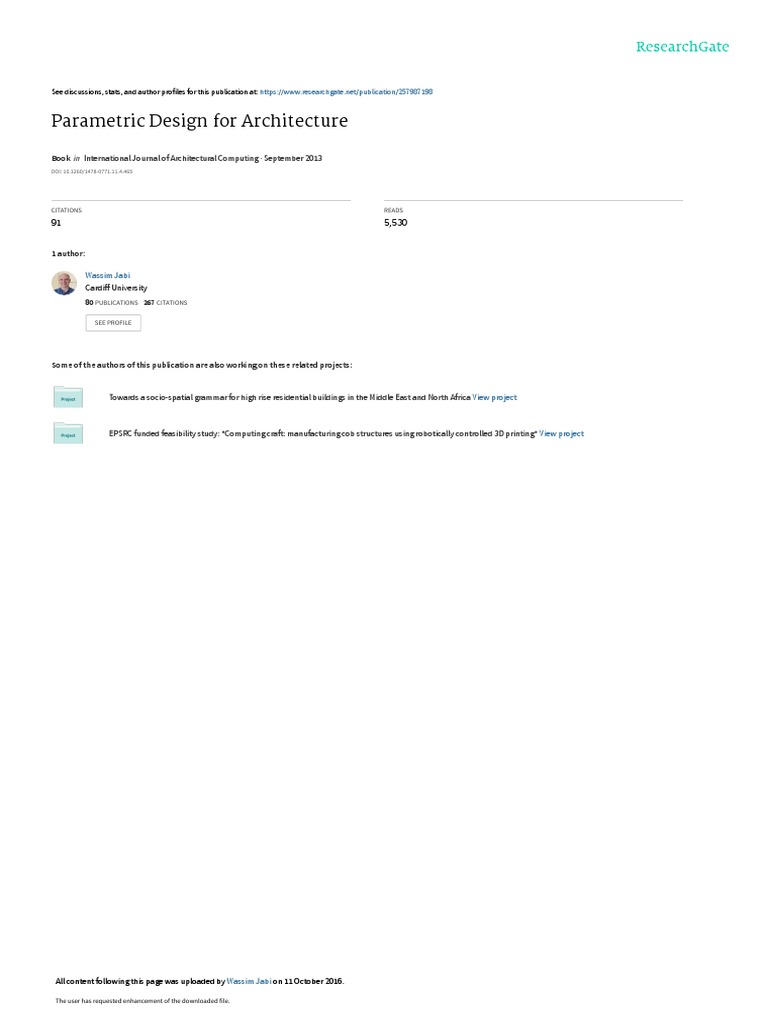 Parametric Design For Architecture Book | PDF