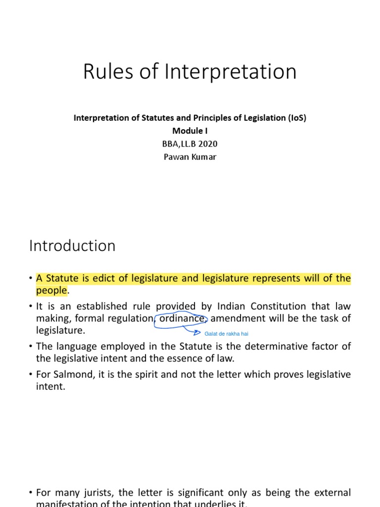 Rules of Interpretation, Literal and Golden Rule | PDF | Statutory ...