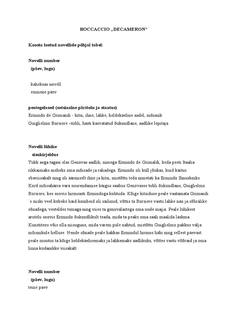 DECAMERON+lugemiskontroll | PDF