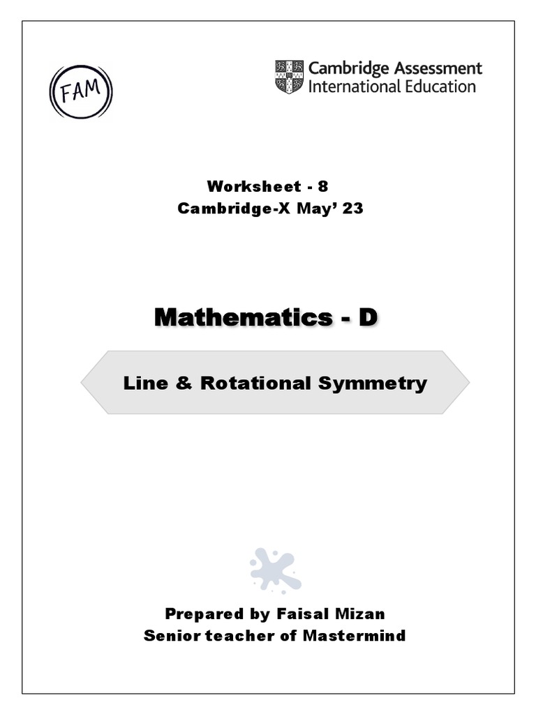 WS-8 (Line & Rotational Symmetry) | PDF | Shape | Symmetry