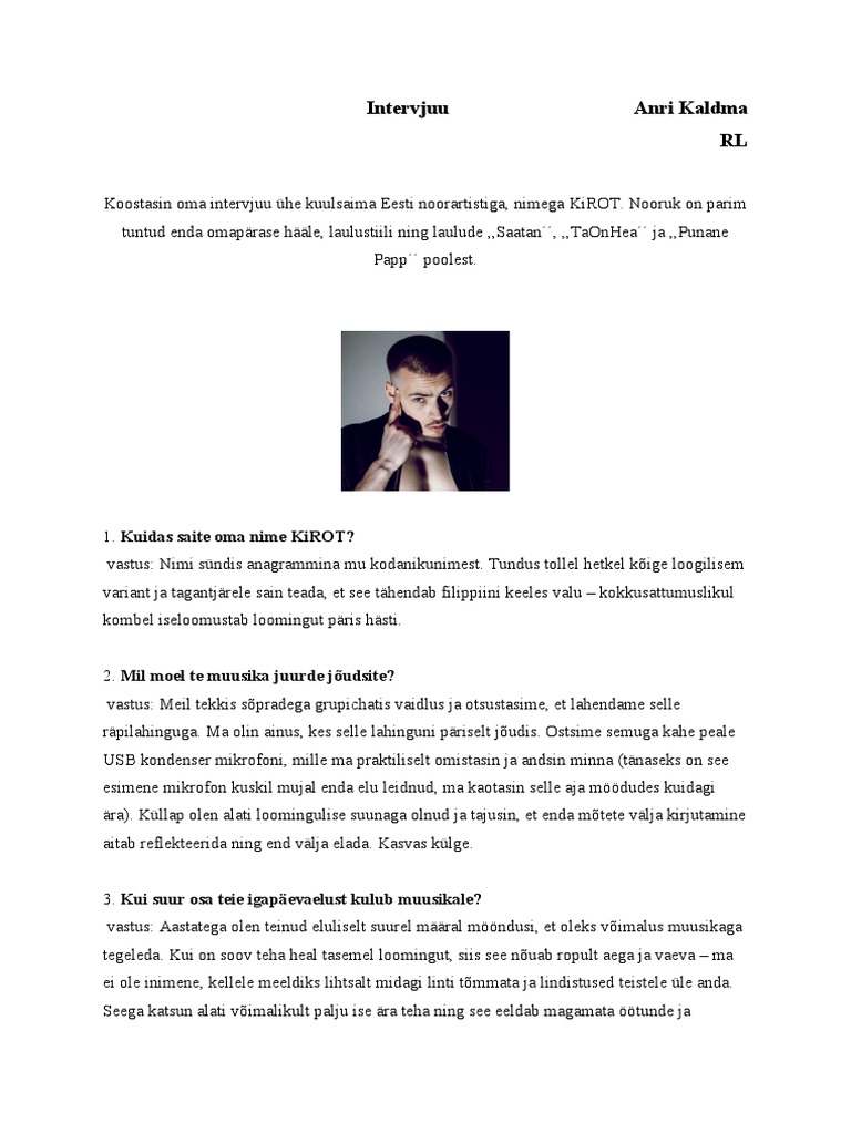 Intervjuu Kirotiga | PDF