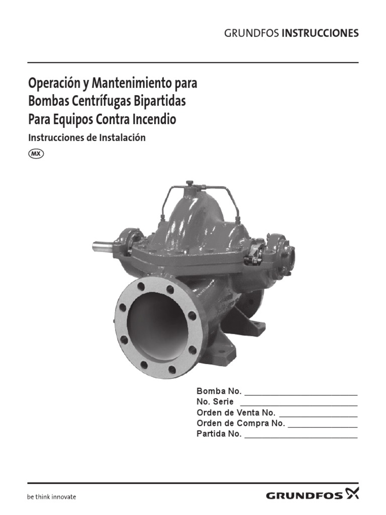 Operación y Mantenimiento para Bombas Centrífugas Bipartidas para ...