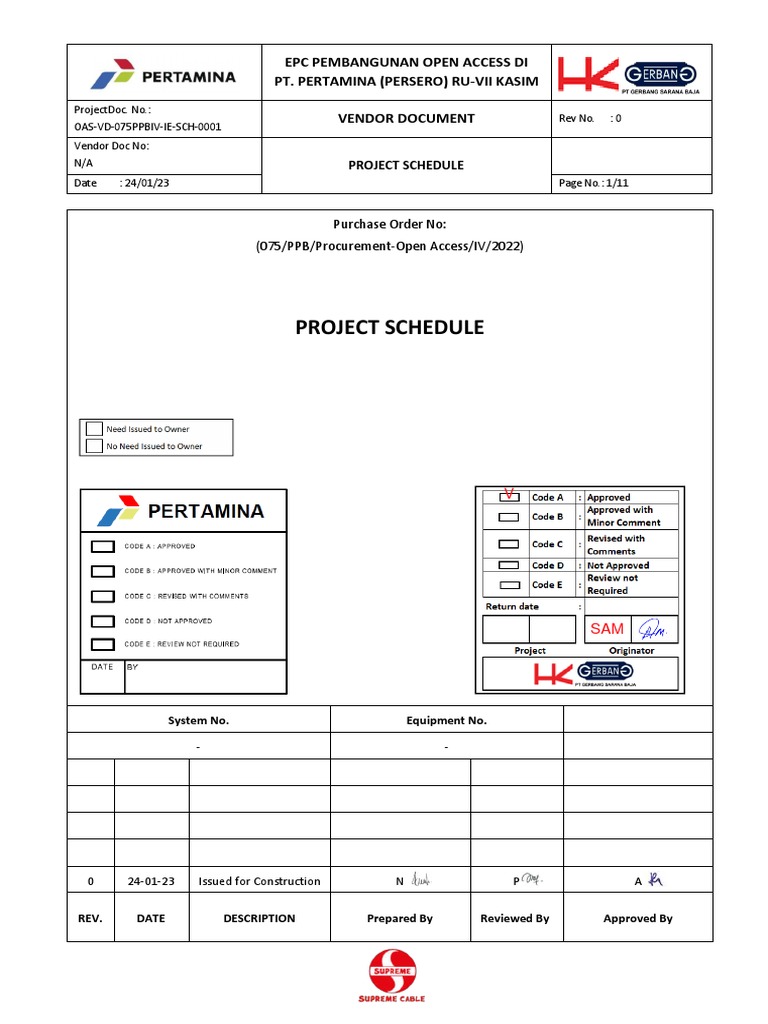 Pertamina Open Access Project Schedule | PDF