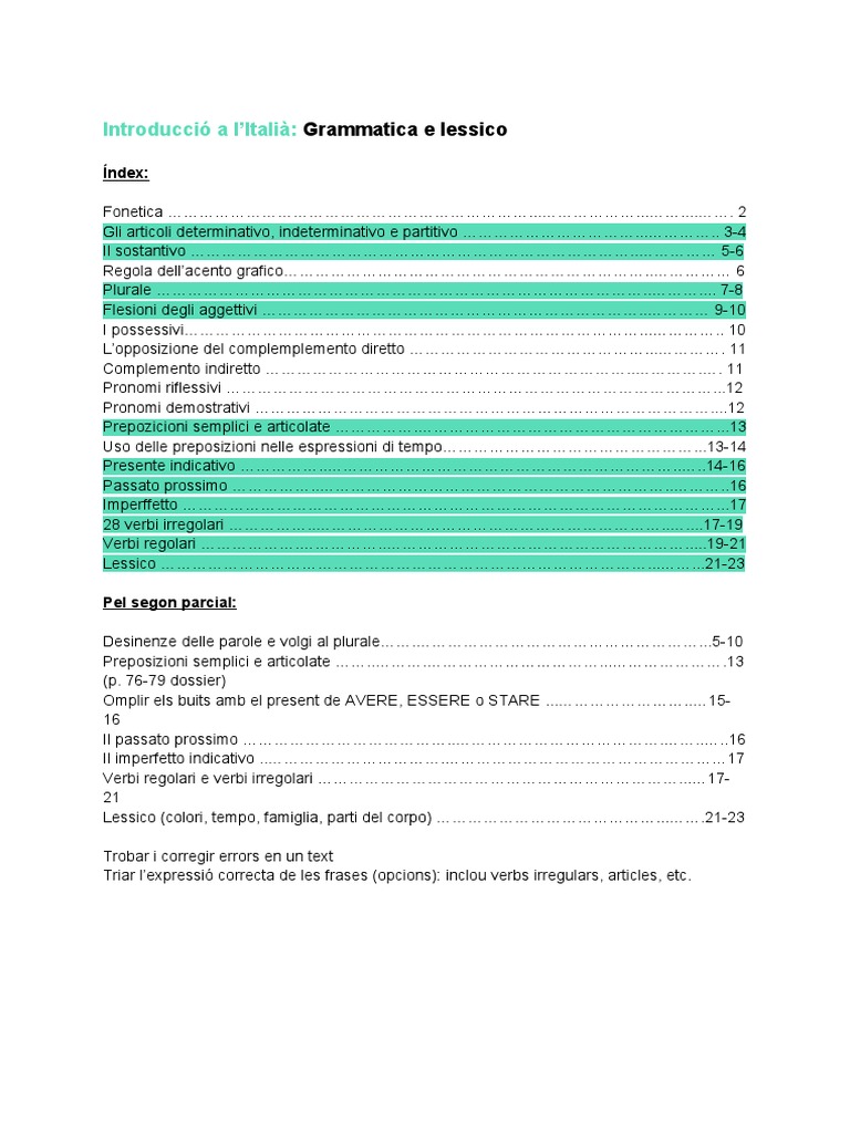 Grammatica e Lessico | PDF