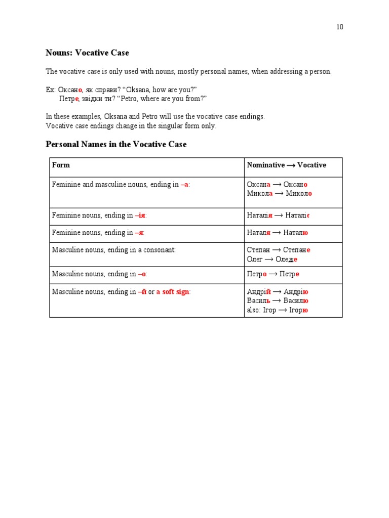 Nouns: Vocative Case | PDF