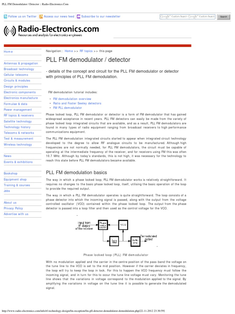 Pll Fm Demodulator Detector Pdf Detector Radio Frequency