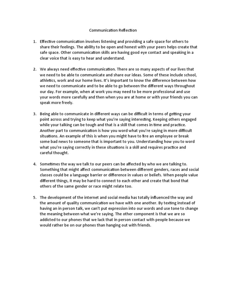 Communication Reflection | PDF