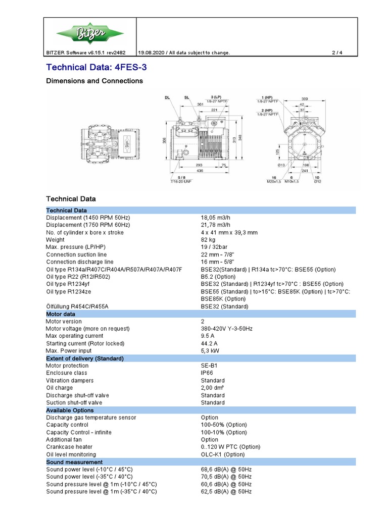 Bitzer 4FES-3 Dimensions | PDF | Mechanical Engineering | Propulsion