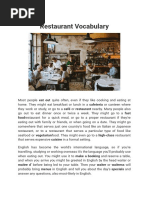 Restaurant Lingo Cheat Sheet | PDF | Restaurants | Menu