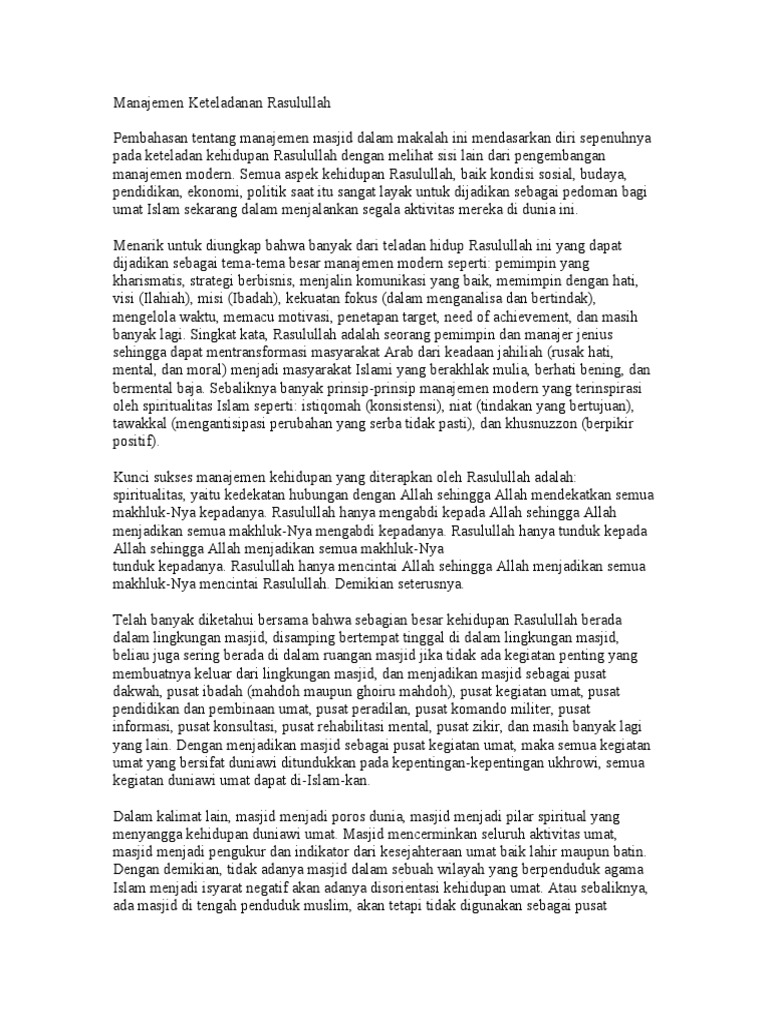 Manajemen Keteladanan Rasulullah | PDF