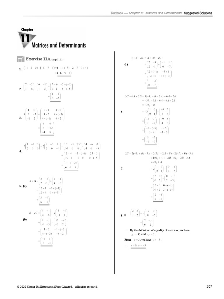 Exercise 11A: Textbook | Download Free PDF | Determinant | Matrix ...