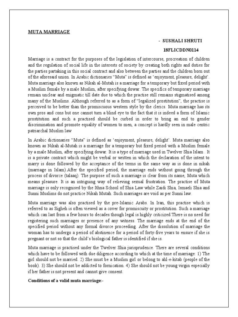 Muta Marriage | PDF | Marriage | Social Institutions