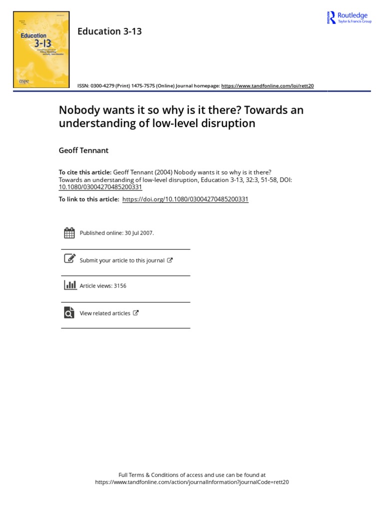 Understanding the Nature and Impact of Low-Level Disruption in the ...