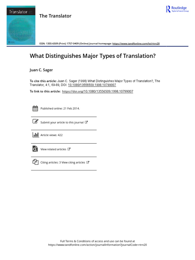 What Distinguishes Major Types of Translation?: The Translator | PDF ...