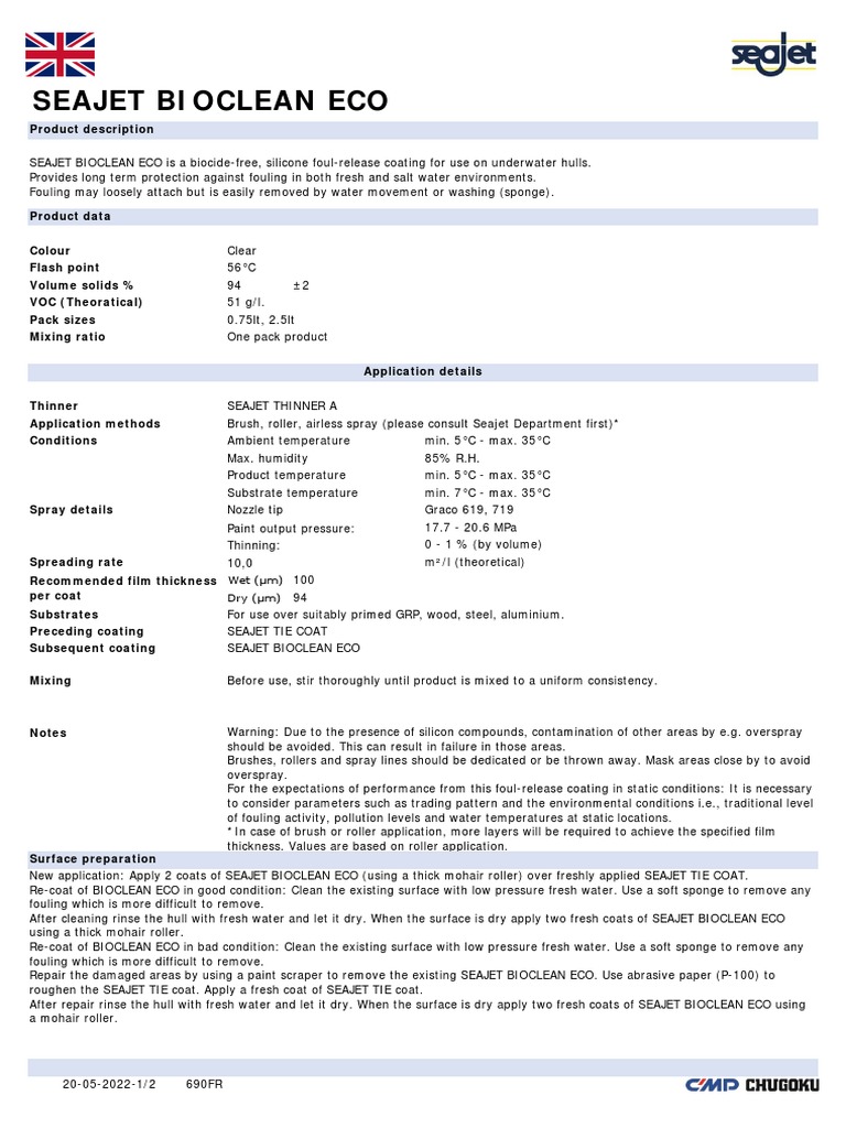 Seajet Bioclean Eco | PDF | Water | Paint