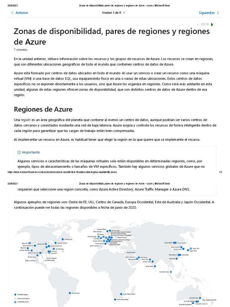 9-Zonas de Disponibilidad, Pares de Regiones y Regiones de Azure ...