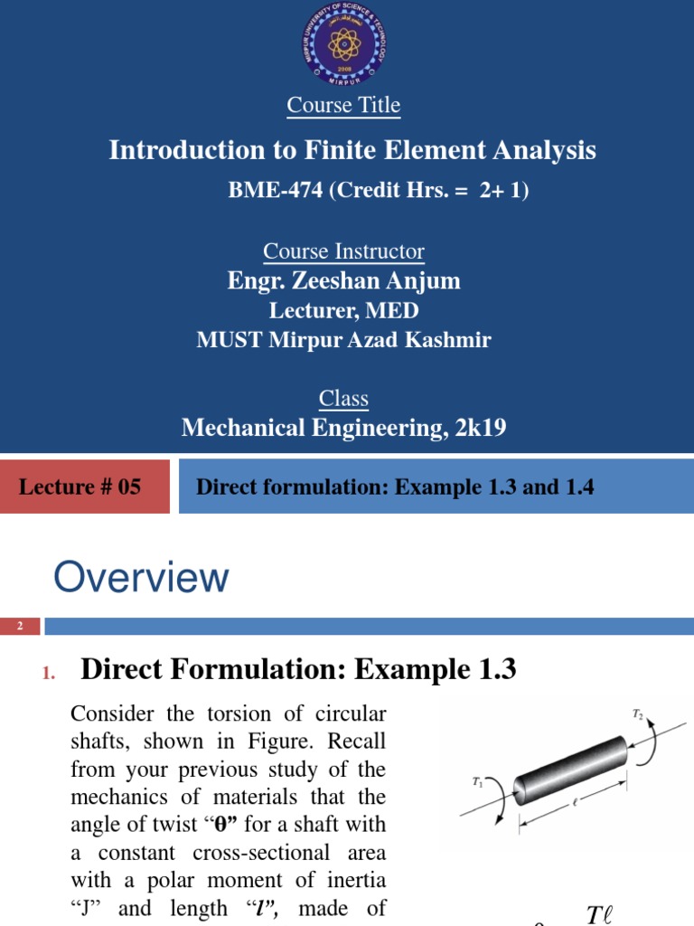 Lecture # 5-FEA - Week 4 | PDF | Stiffness | Matrix (Mathematics)