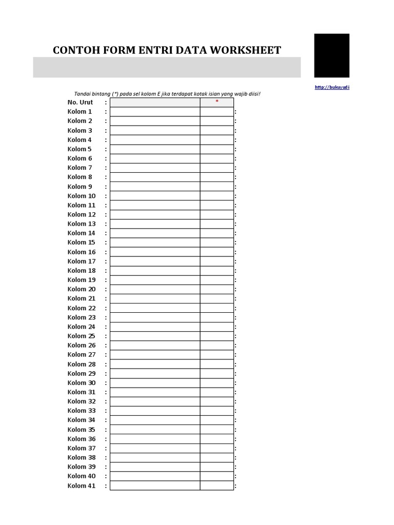 Contoh Form Entri Data Worksheet Bukuyudi | PDF Contoh Form Entri Data Worksheet Bukuyudi | PDF