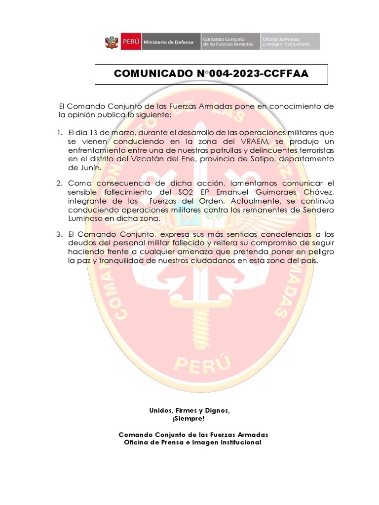 Comunicado N°004-2023-Ccffaa | PDF