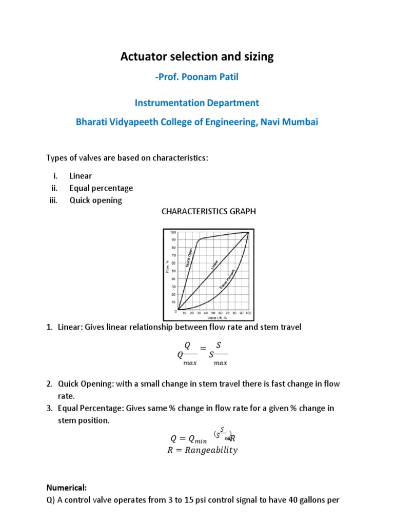 Actuator Selection and Sizing | PDF | Valve | Actuator