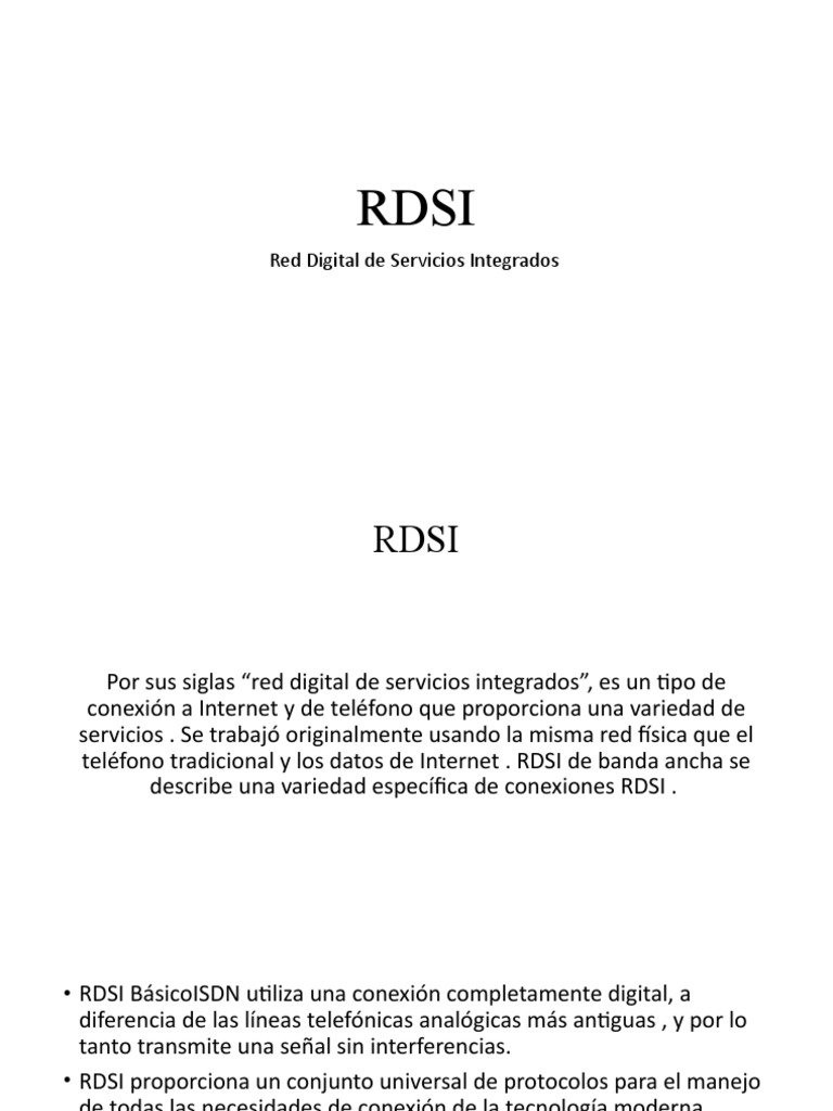 Introducción a la Red Digital de Servicios Integrados (RDSI ...