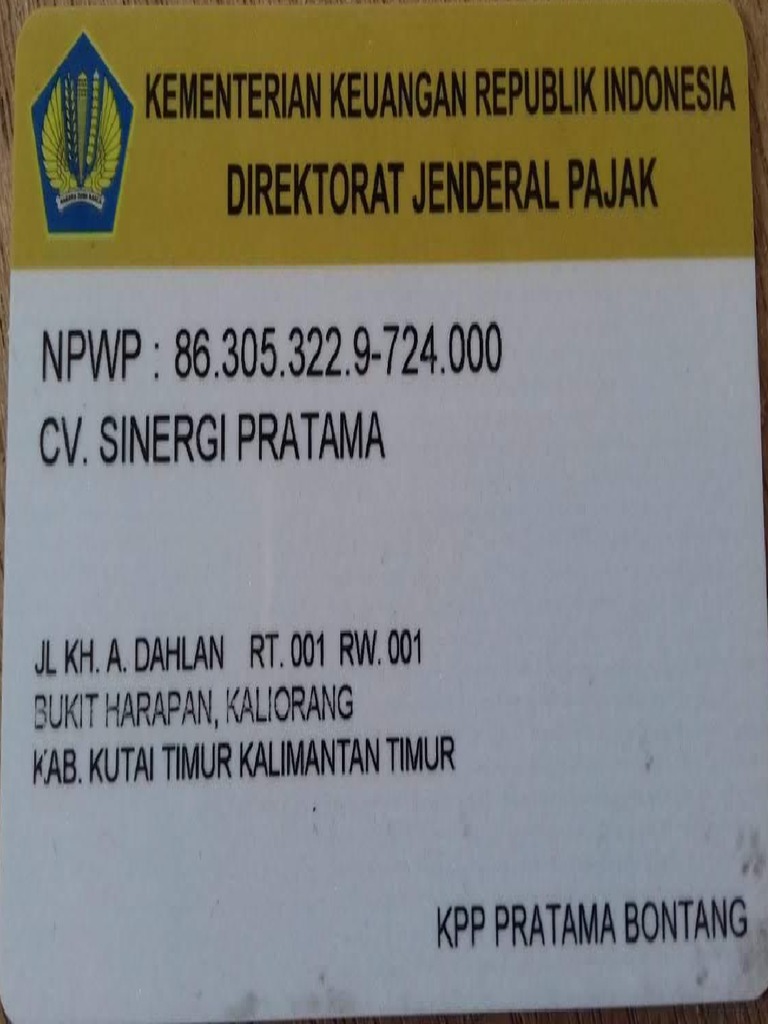 NPWP Sinergi | PDF